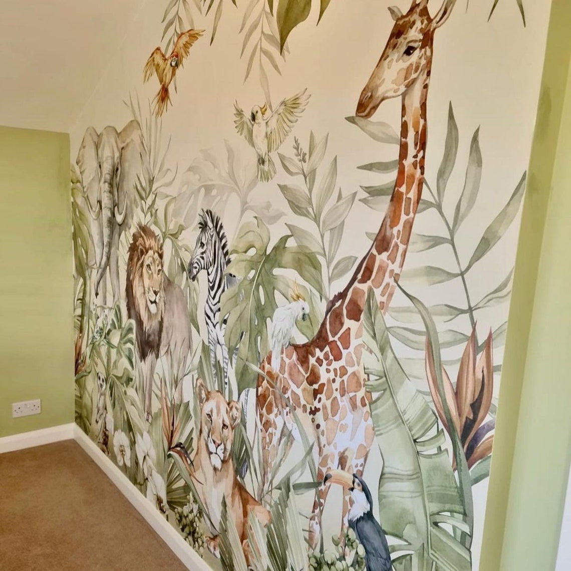 PARADISE / Customized wallpaper for children with animals / | Etsy