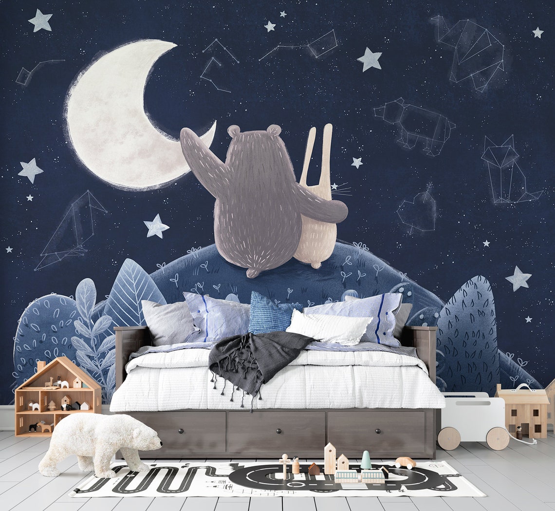 JUST US Moon and Stars Wall Murals / Night Sky Constellations - Etsy