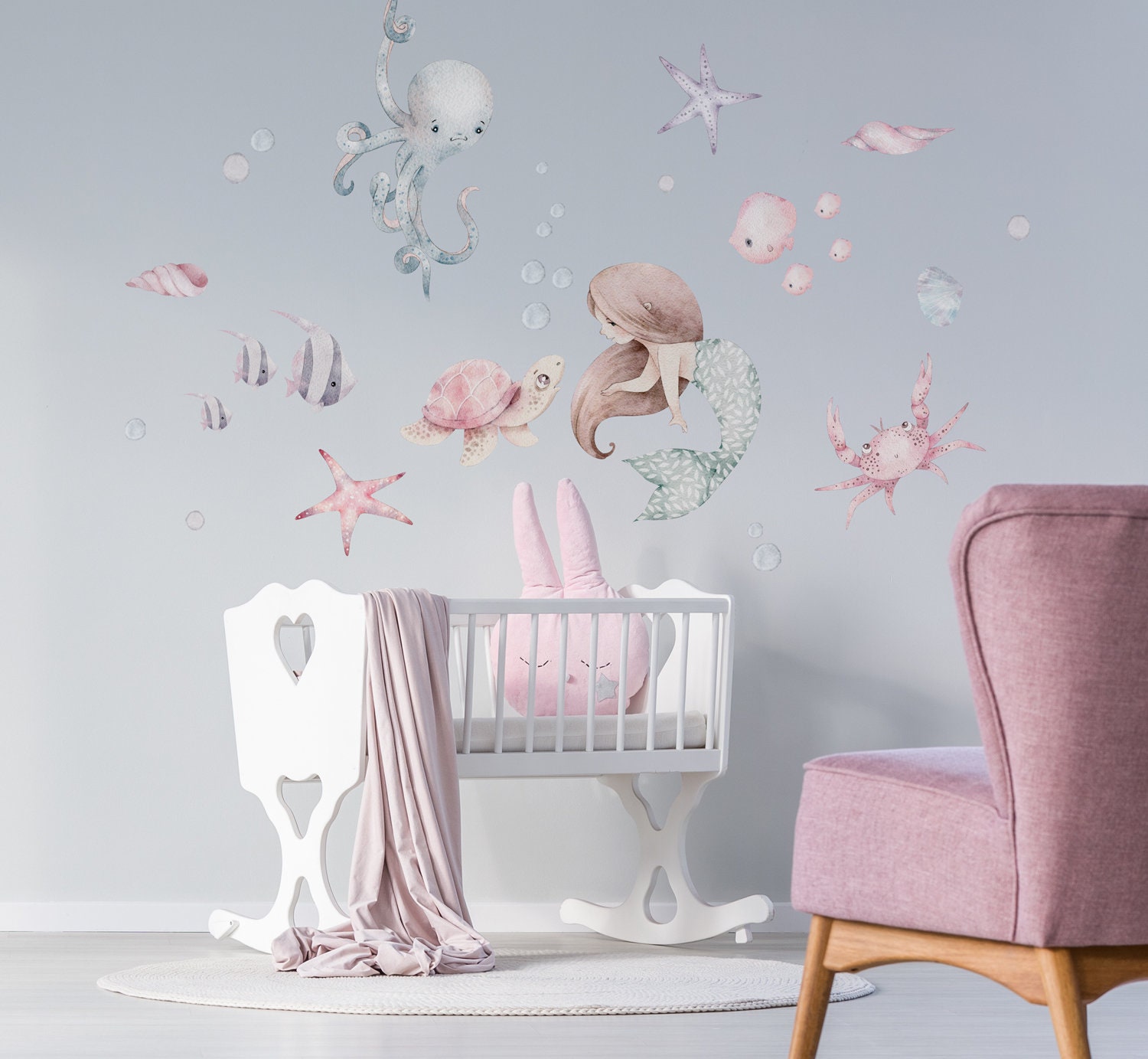 MERMAID Wall Decal / Soft Sea Decal / Mermaid Decorations / - Etsy UK