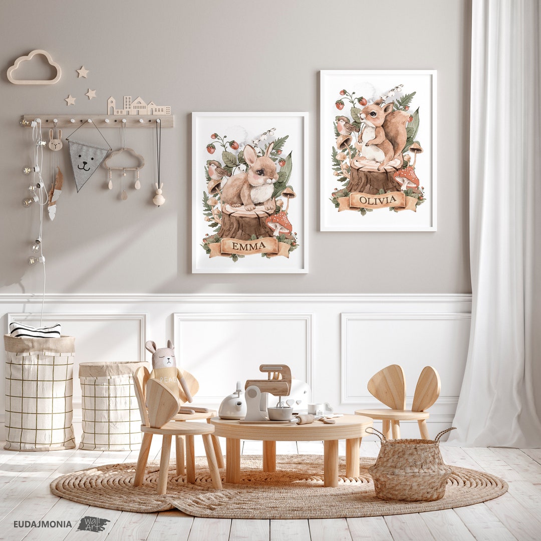 Baby Poster - BUDDIES - Woodland Animal Baby Poster, Name Print Poster ...