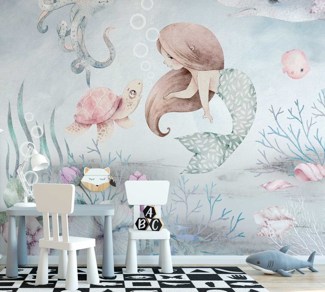 Mermaid Kids Wallpaper – Mural With Mermaids and Underwater World ...