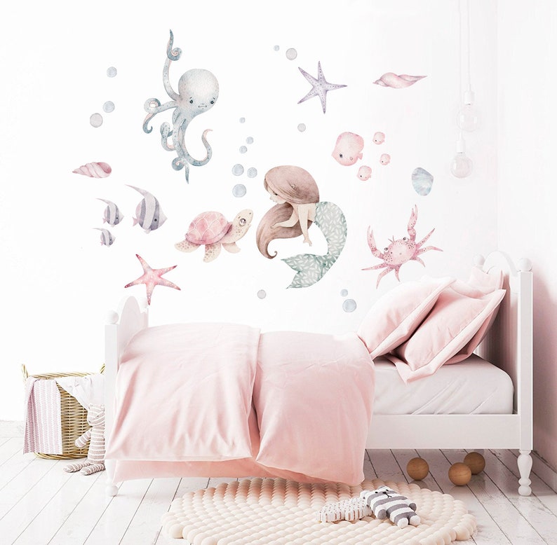 MERMAID Wall Decal / Soft Sea Decal / Mermaid Decorations / - Etsy UK
