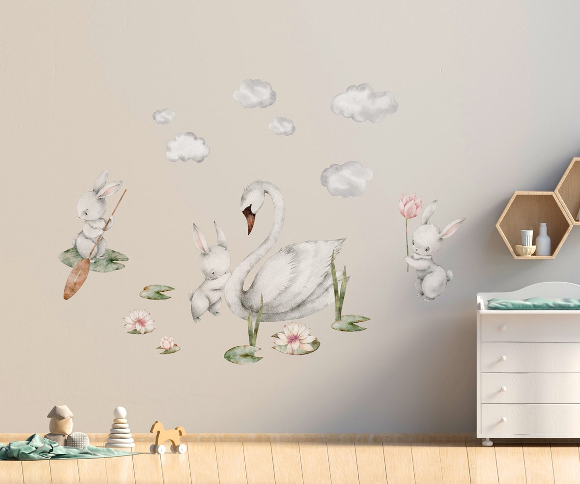 SWAN Wall Decals / Nursery Decor / Girls Wall Decor / Swan - Etsy