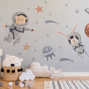 ASTRO Bear & Bunny / Animals in Universe / Space Wall Stickers / Planet ...