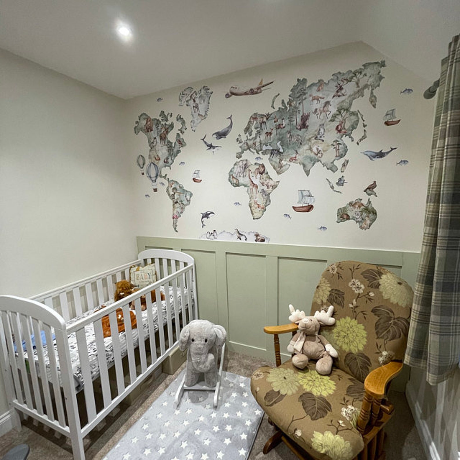 WORLD MAP Wall Decal for Kids / Nursery Decor / Watercolor / - Etsy