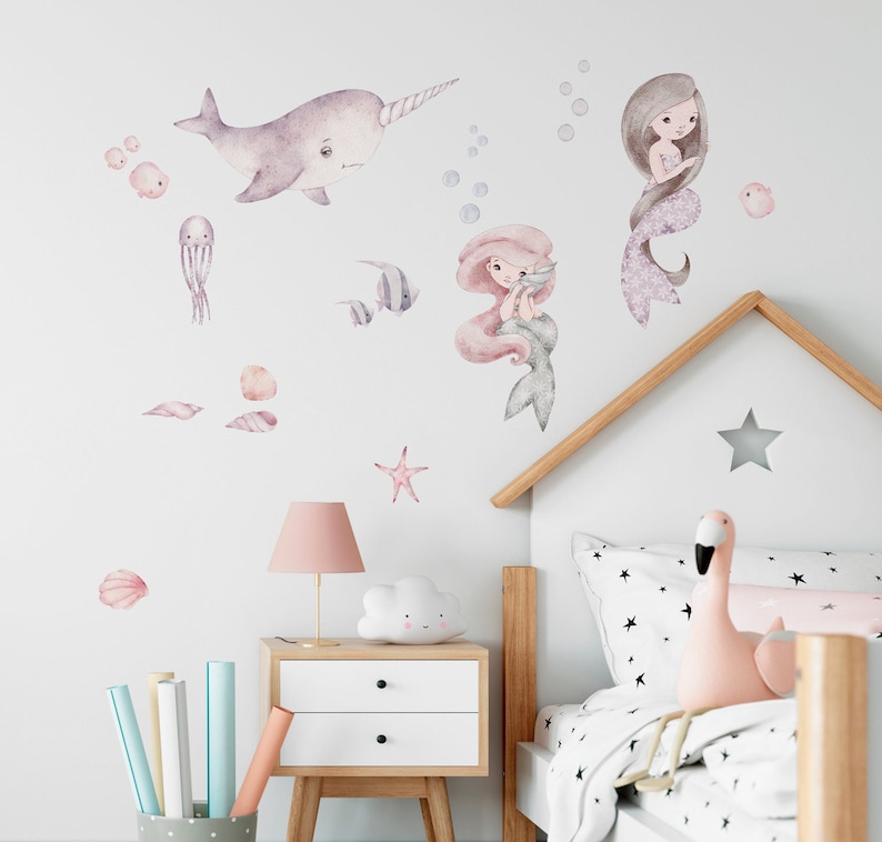 MERMAID Wall Decal / Soft Sea Decal / Mermaid Decorations / - Etsy