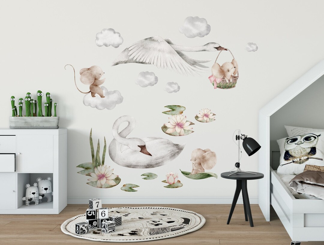 Swan Wall Decals - Nursery Decor for Girls - Swan Wall Stickers - Etsy