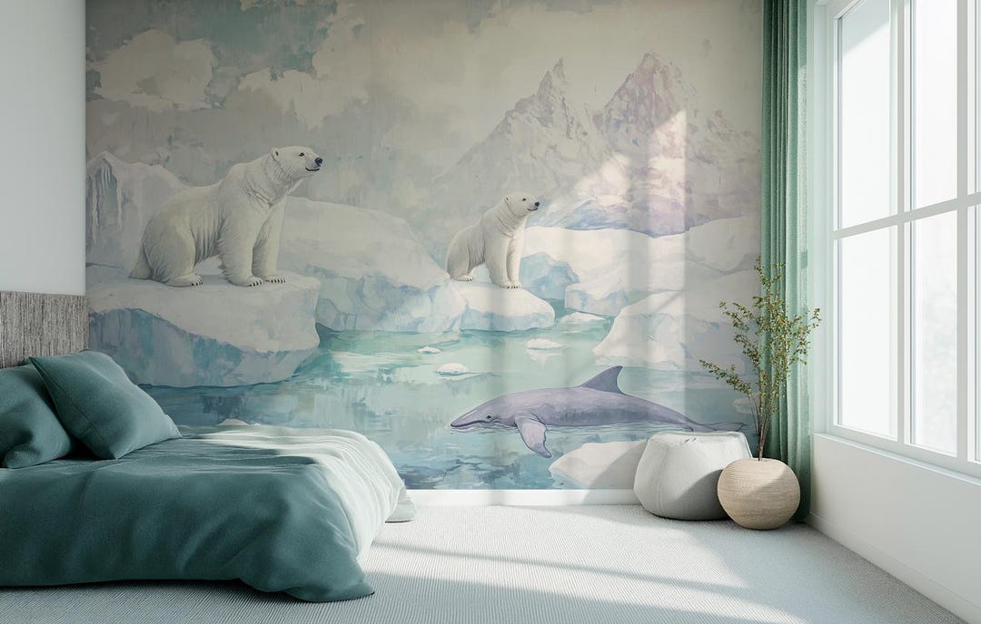 Arctic Kids Wallpaper – Mural With Arctic Animals | Custom Size | Peel ...