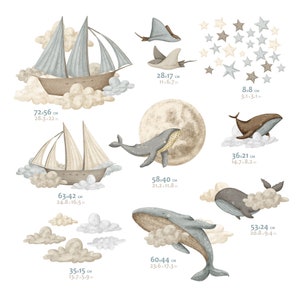 STARDUST Stars and Moon Wall Decal / Whales Animals Set / Nursery Art ...