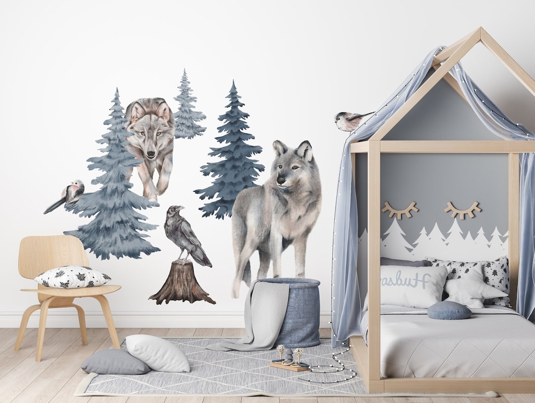 KRASOVY WOLF Wall Decal for Kids / Big Set Forest Animals / Nursery ...