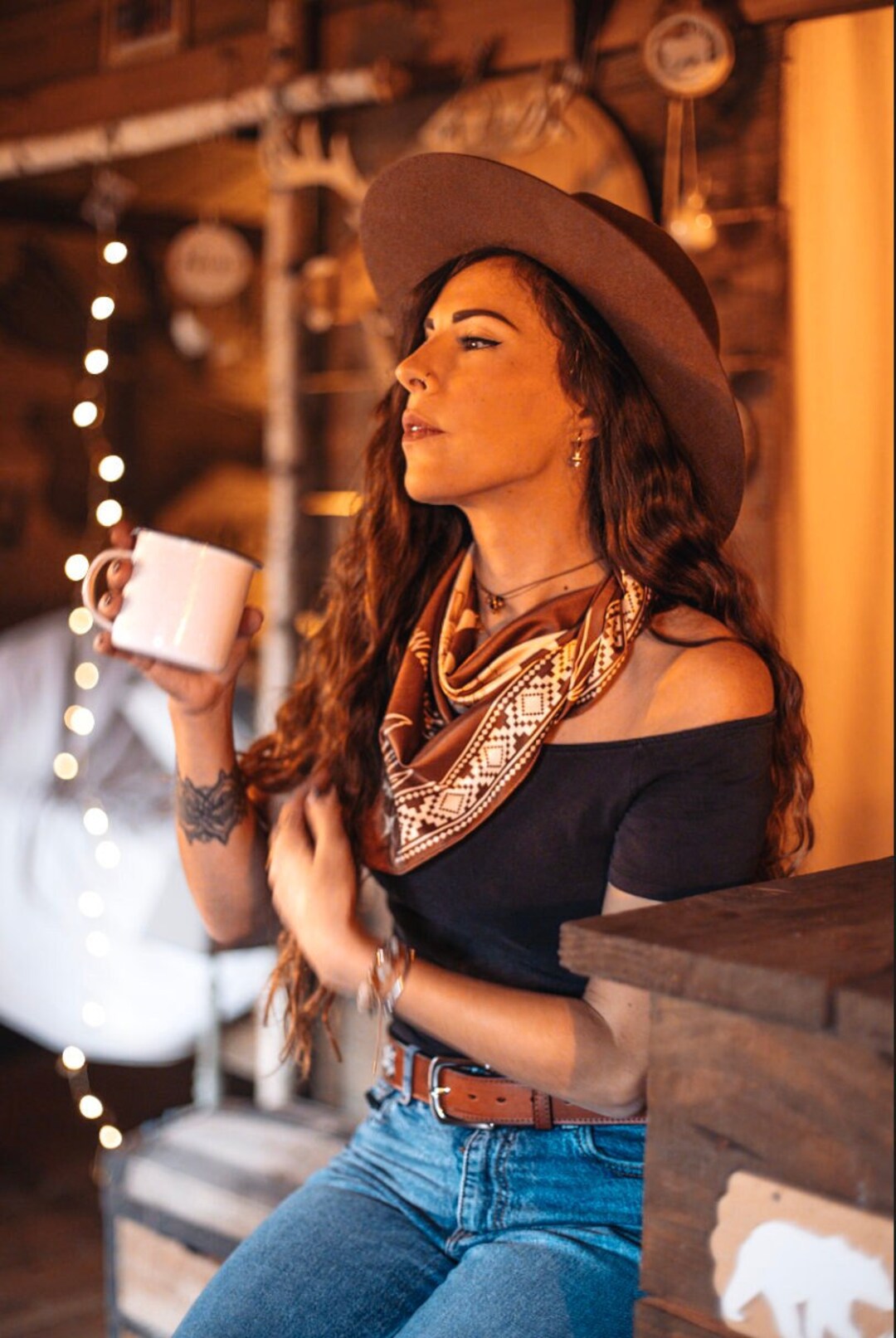 GYPSY BANDANA STYLE Western Neck Warmer Adventure Head Scarf Versatile ...