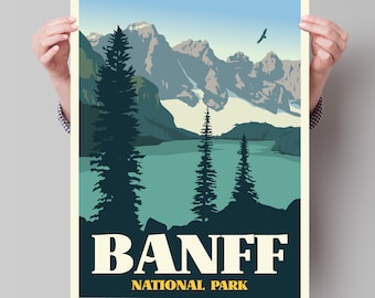 Banff Map Print Map Print Parks Canada Canadian Map | Etsy