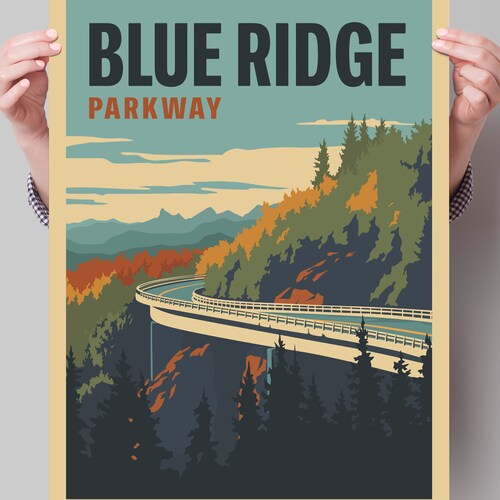 Blue Ridge Parkway Map Wooden Sign Wall Art Print on Real | Etsy
