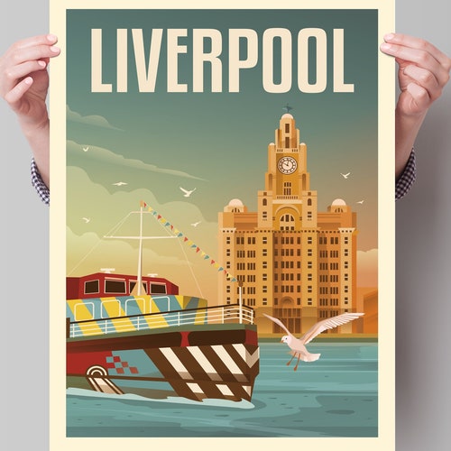 Liverpool Skyline England Cityscape Painting Art Print Poster | Etsy UK