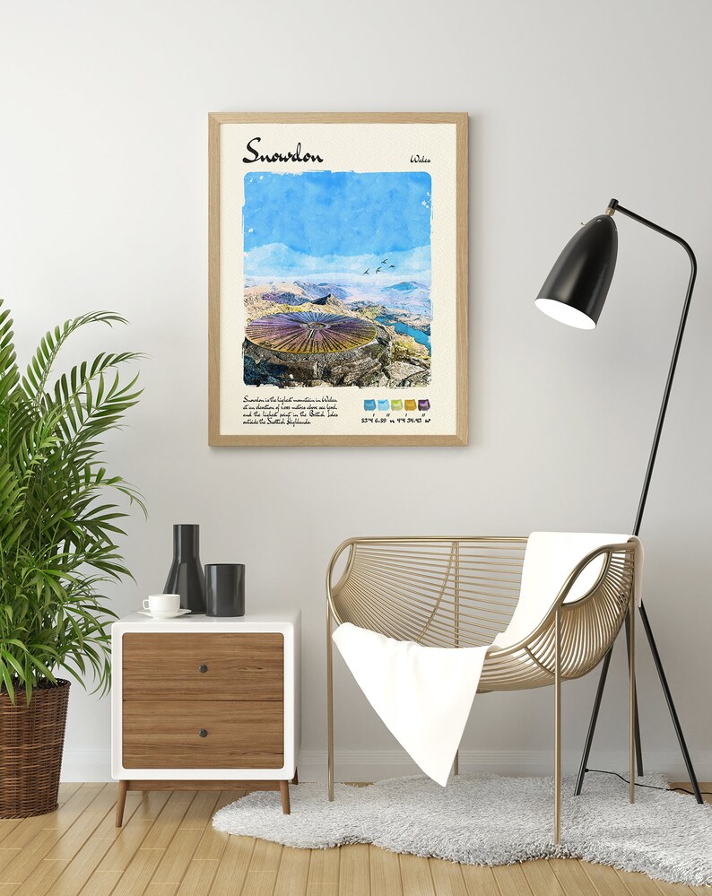 Mount Snowdon Travel Poster | Watercolour & Ink Design Digital Art ...