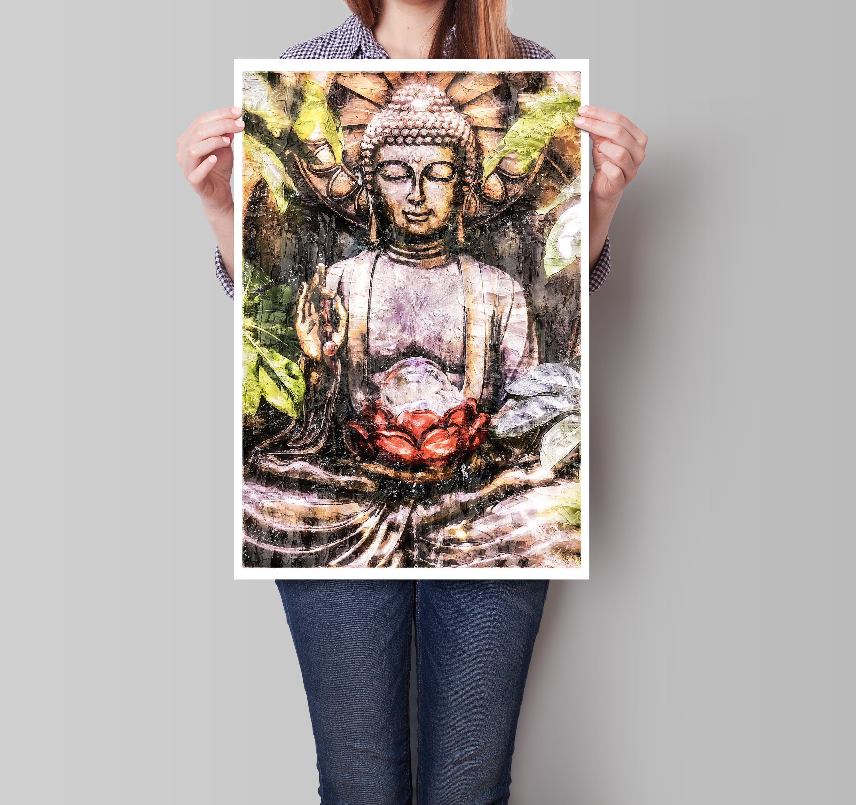 Sitting Buddha Art Print Poster Oil Painting | Etsy