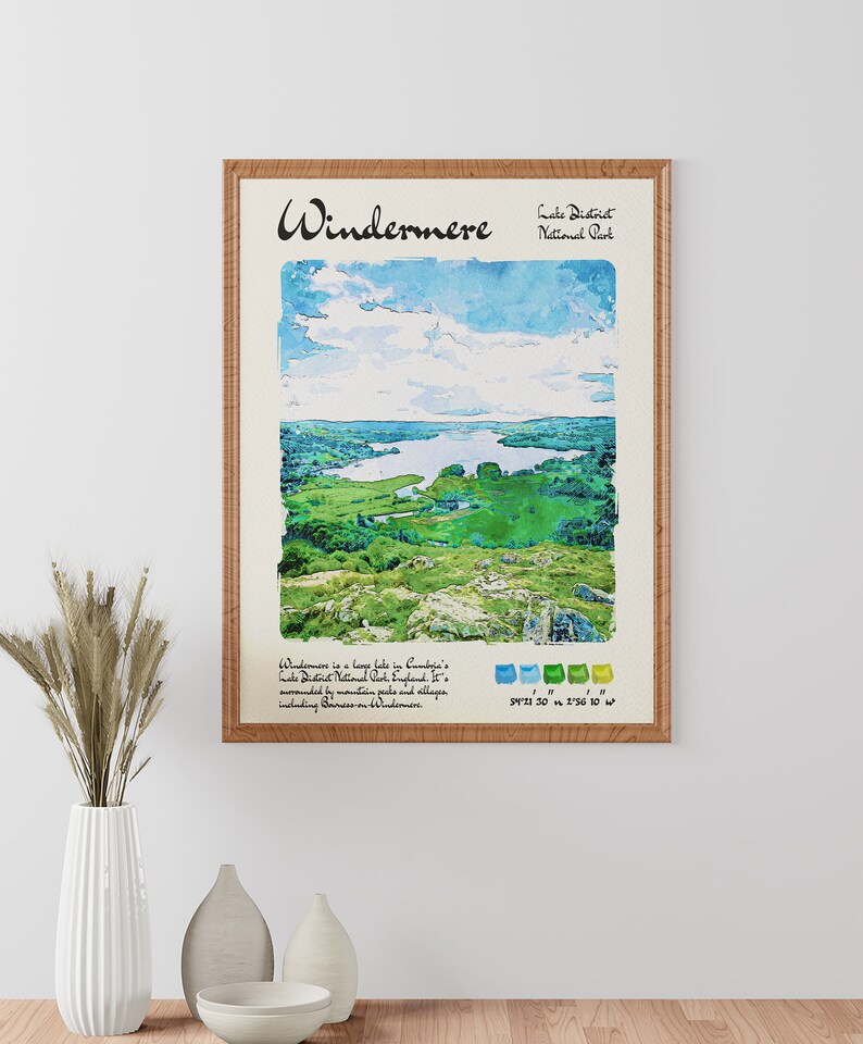 Windermere Lake District National Park Travel Poster - Etsy