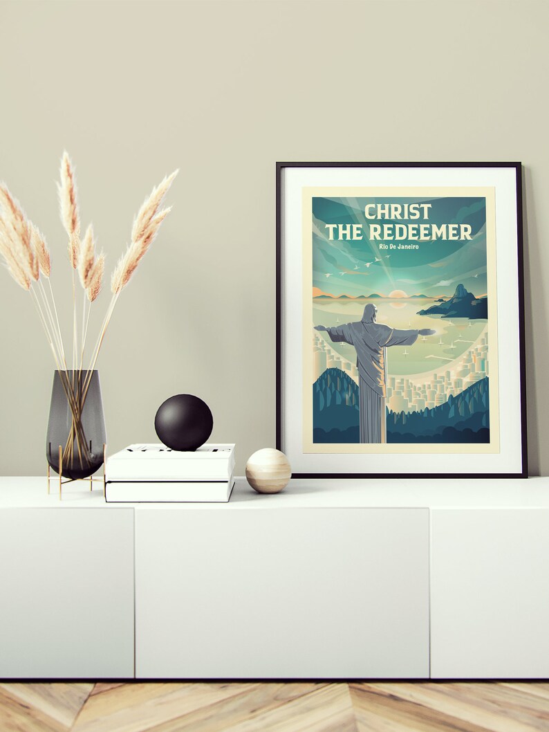 Christ the Redeemer Travel Poster Minimalist Art Print - Etsy