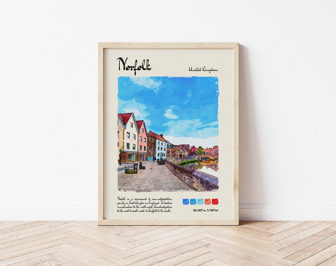 Norfolk Travel Poster | Watercolour & Ink Design Digital Art Print ...