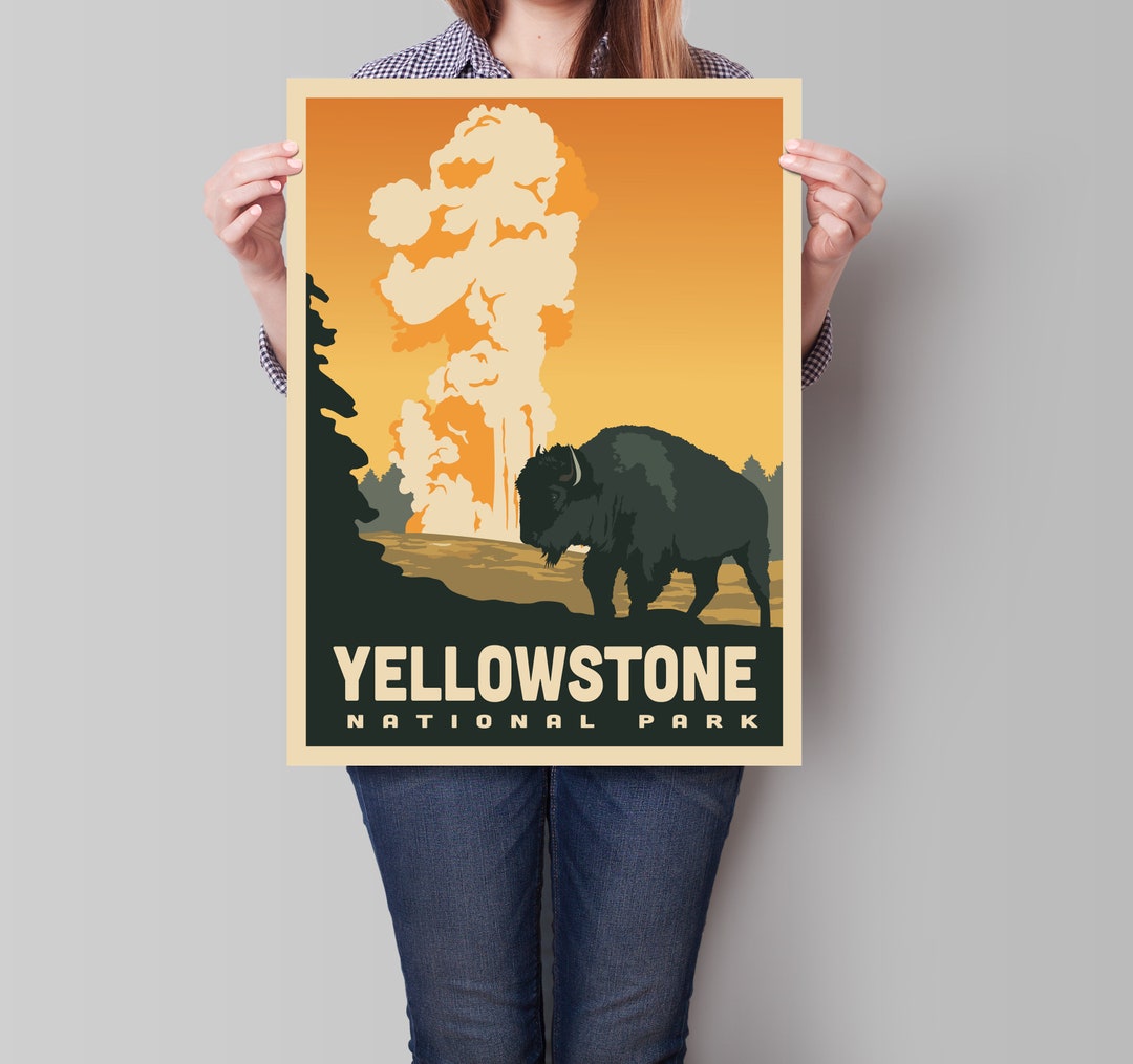 Yellowstone Travel Print, Yellowstone Art Print, National Park Travel ...