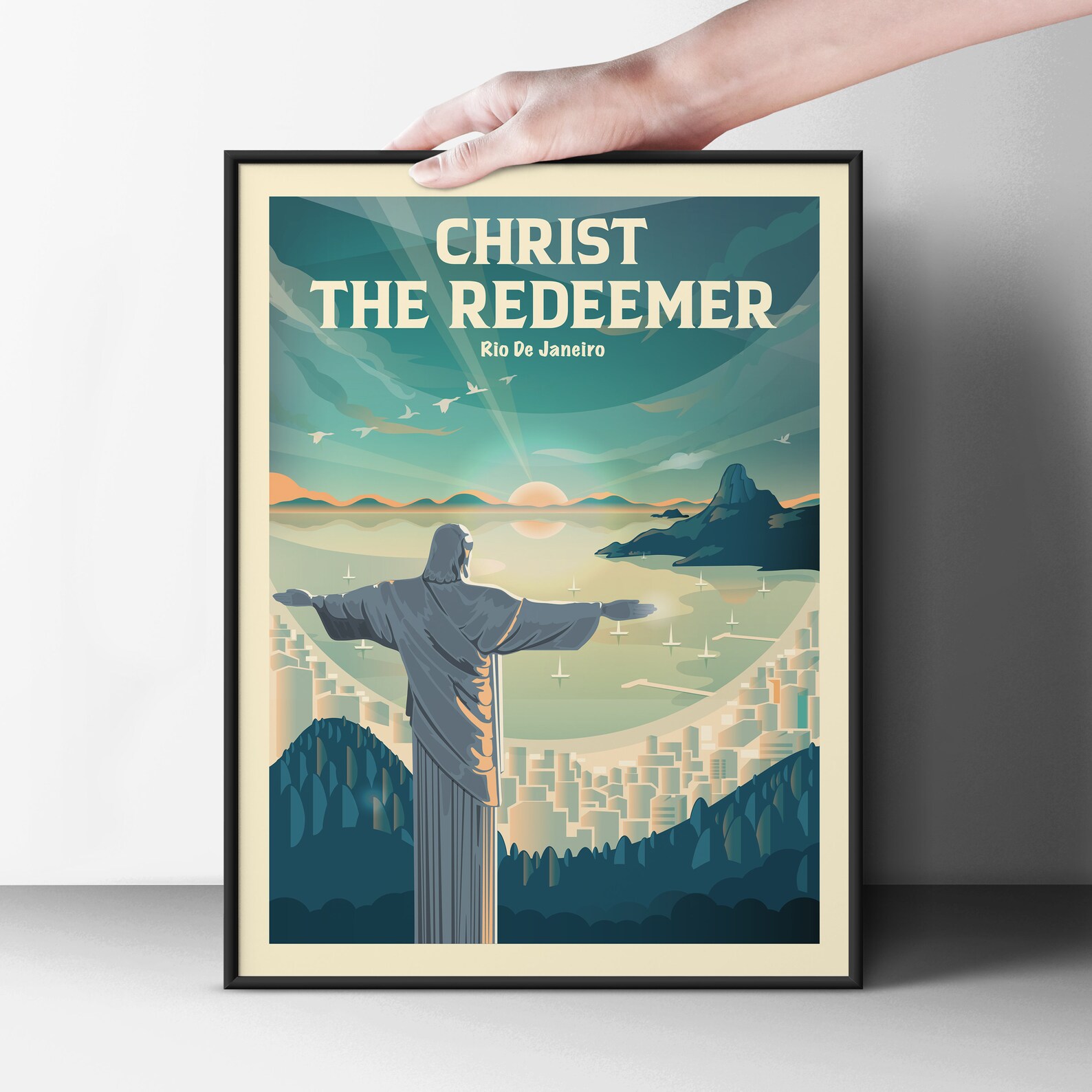 Christ the Redeemer Travel Poster Minimalist Art Print - Etsy
