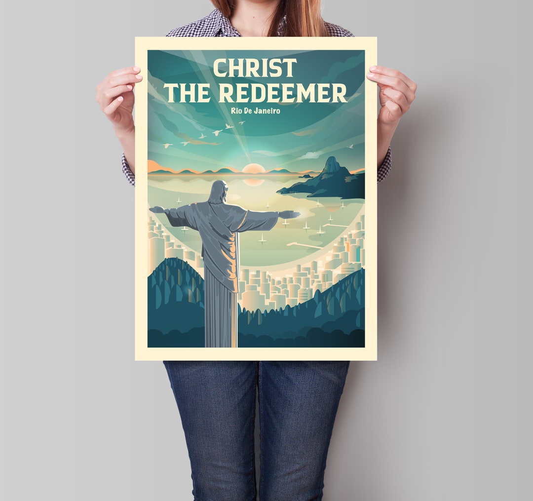 Christ the Redeemer Travel Poster - Minimalist Art Print - Etsy