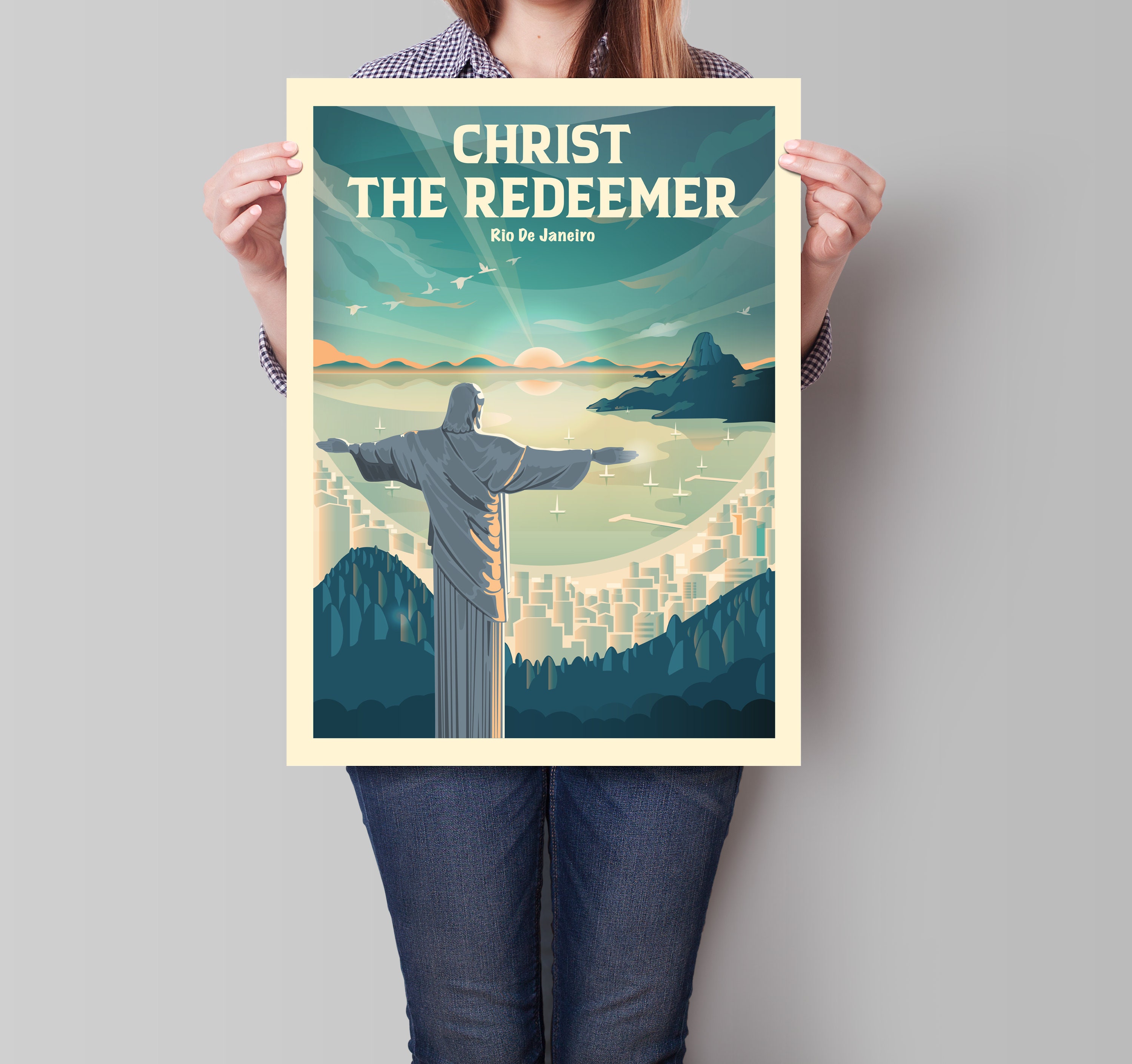 Christ the Redeemer Travel Poster - Minimalist Art Print - Etsy UK