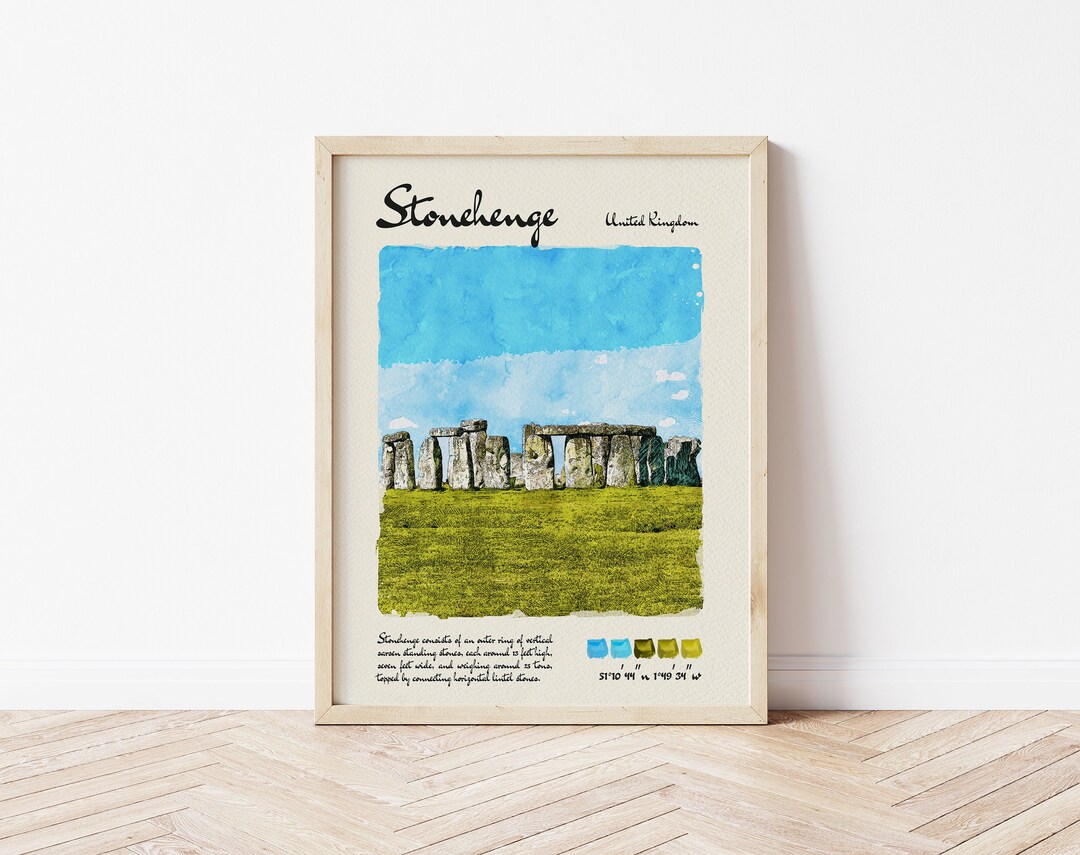 Stonehenge Travel Poster | Watercolour & Ink Design Digital Art Print ...