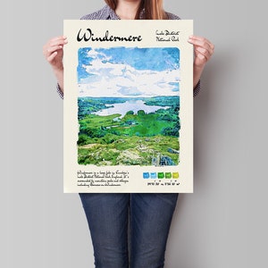 Windermere Lake District National Park Travel Poster | Watercolour ...