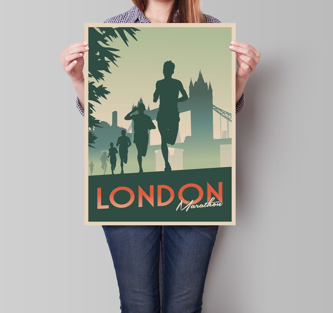 London Marathon Running Poster - Minimalist Art Print - Etsy