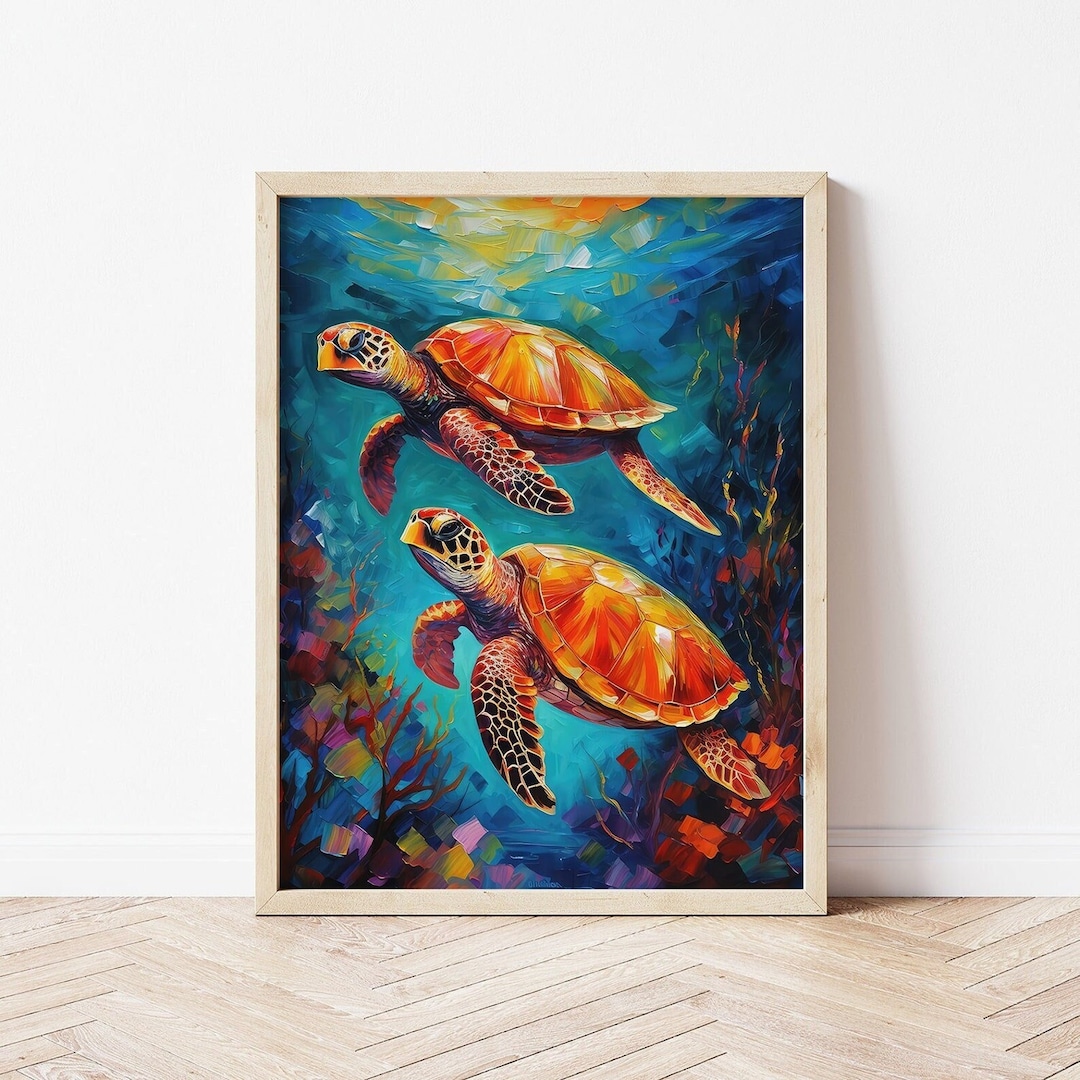 Sea Turtles Art Print, Sea Turtles Print, Ocean Life, Aquatic Art ...