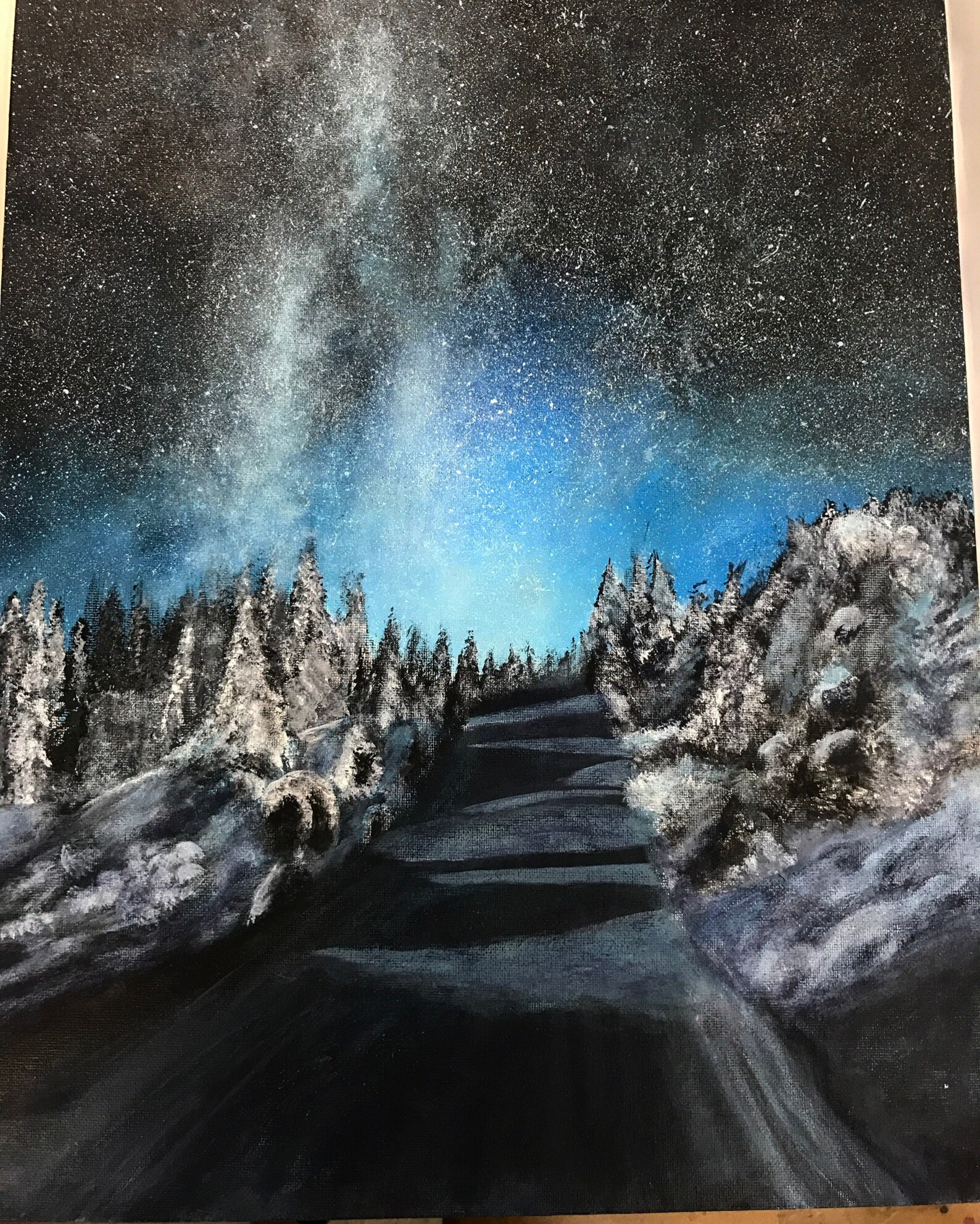 Midnight Snow Acrylic Painting - Etsy