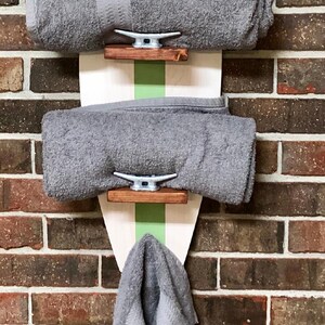 Surfboard Towel Rack, Nautical Towel Rack, Nautical Decor, Towel Rack ...