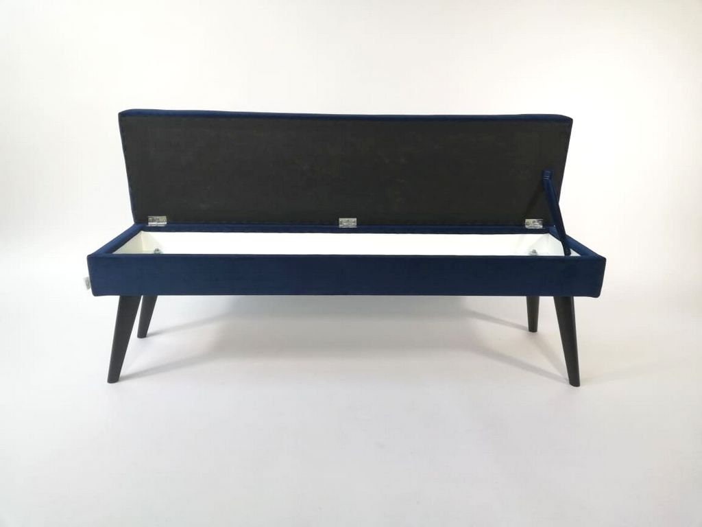 Navy Blue Bench 120 Cm With Storage LOVARE With Trimming From | Etsy UK