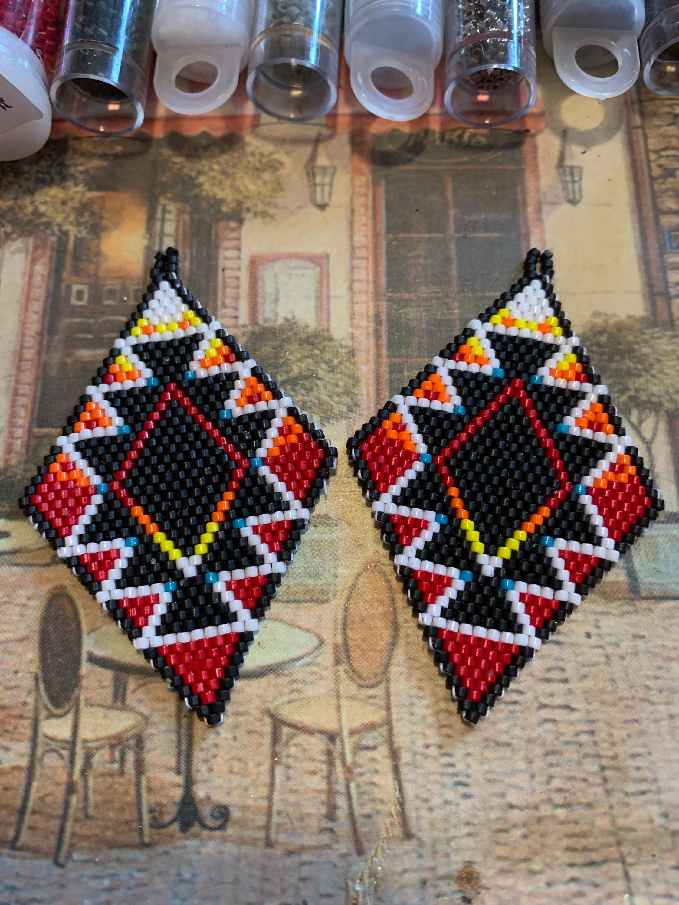 Inuit Beaded Diamond Earrings | Etsy