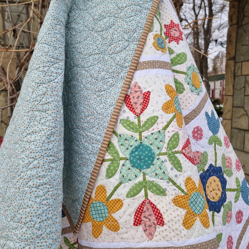 Full Size Prairie Meadow Quilt: Handmade Cotton Cottage Garden Quilt - Etsy