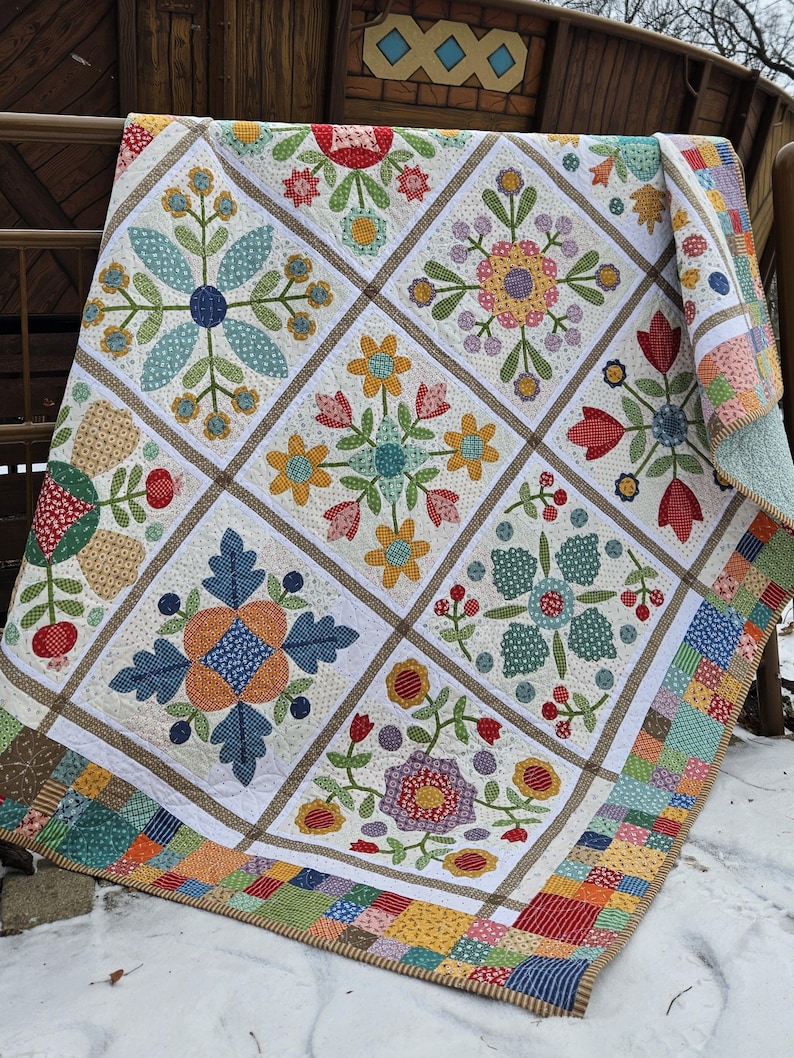 Full Size Prairie Meadow Quilt: Handmade Cotton Cottage Garden Quilt - Etsy