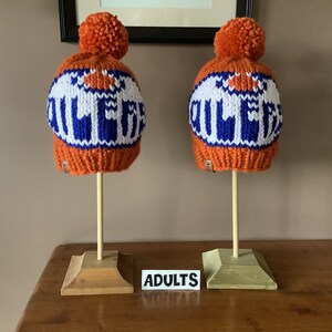 Adult Hand Knit Winter Hats Edmonton Oilers NHL - Etsy