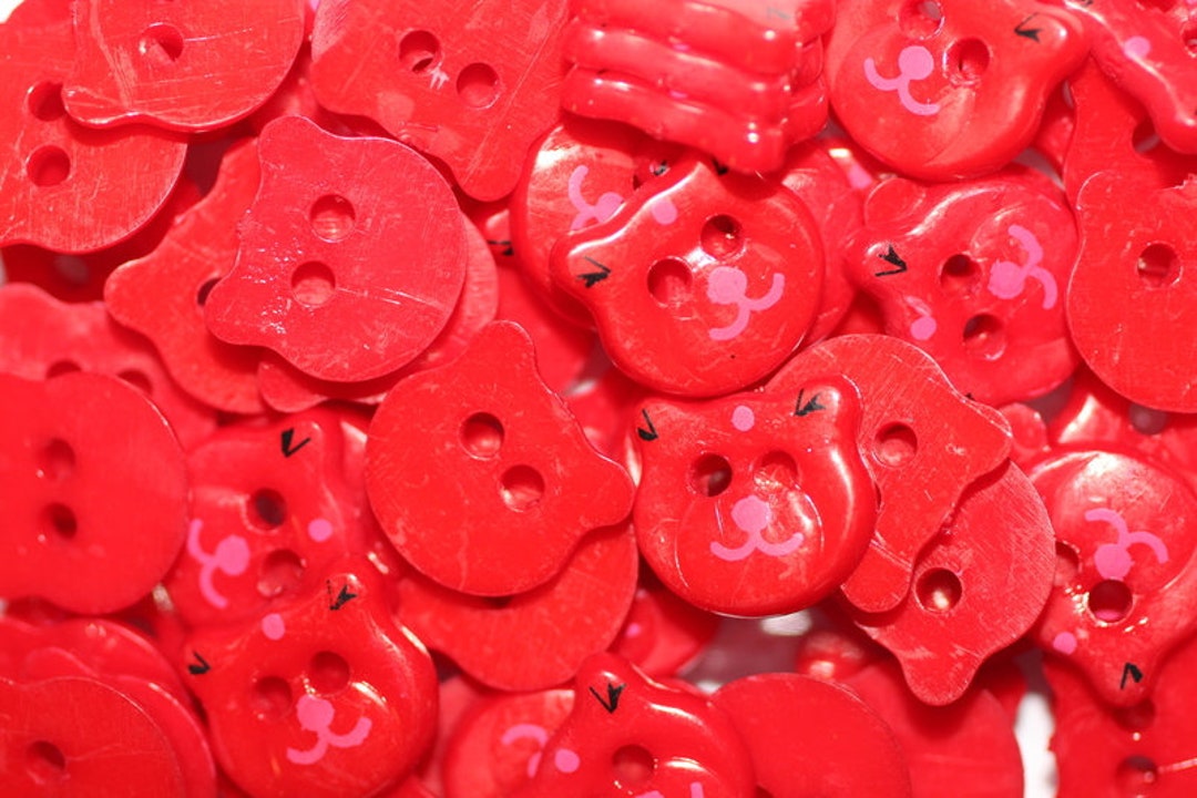 Children's Buttons, 10 Pieces, Cat, Red - Etsy Denmark