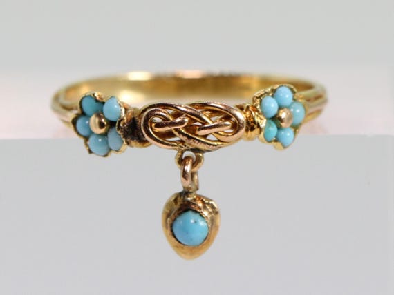 Victorian Forget Me Not and Heart Love Knot 18ct Gold… - Gem