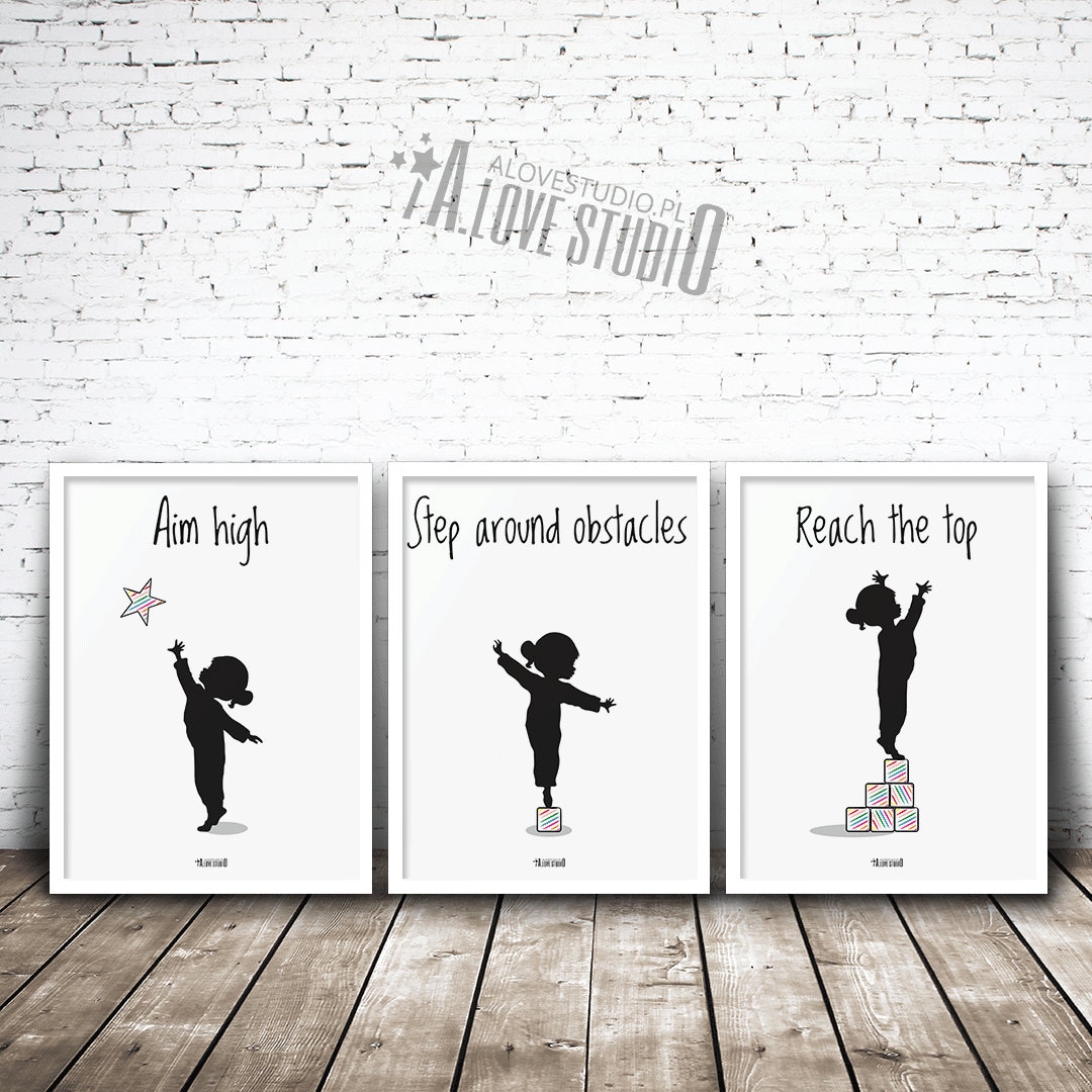 Aim High Poster, Motivational Posters for Kids, Kids Prints, Children's ...