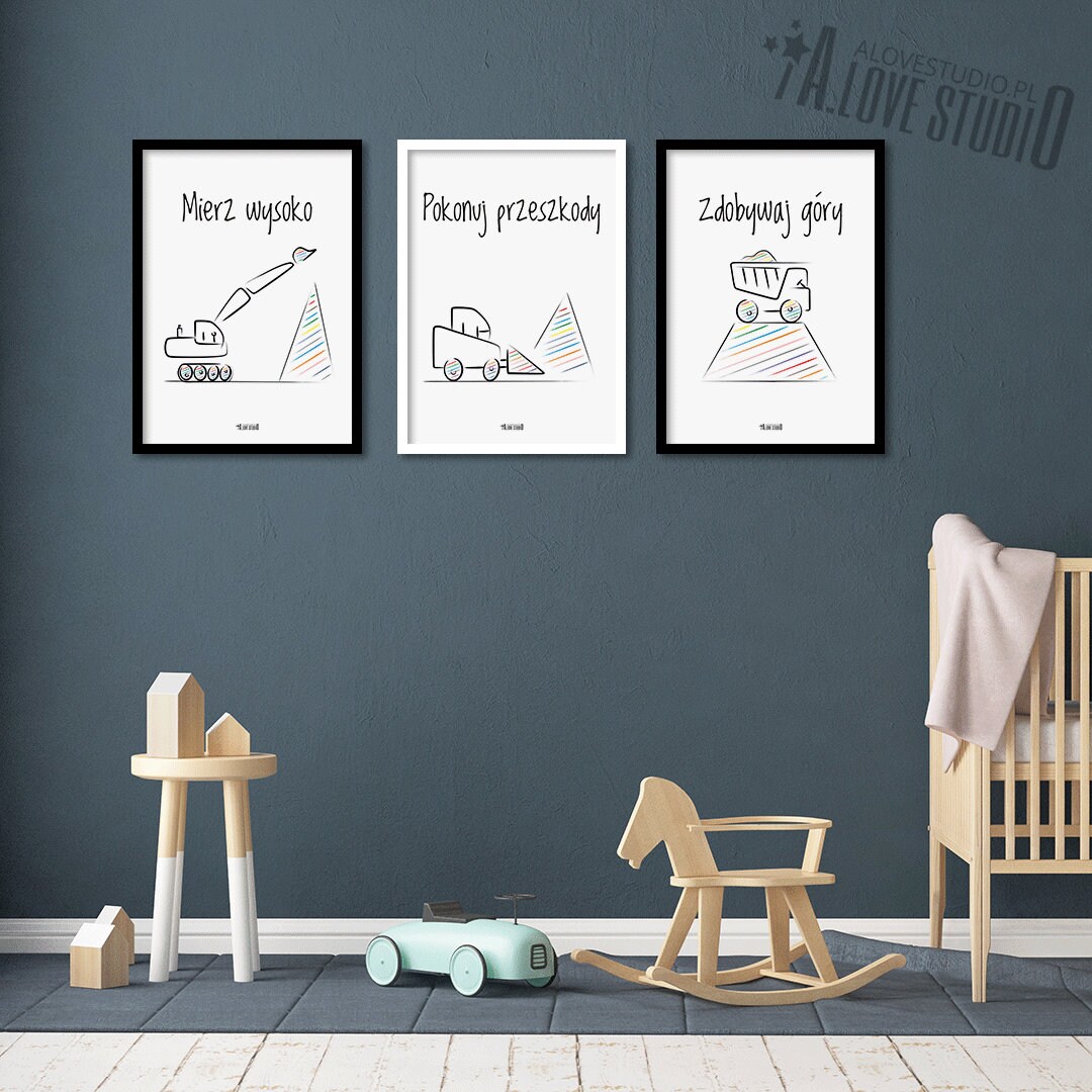 Excavator Poster, Digger Wall Art, Construction Poster, Aim High Poster ...