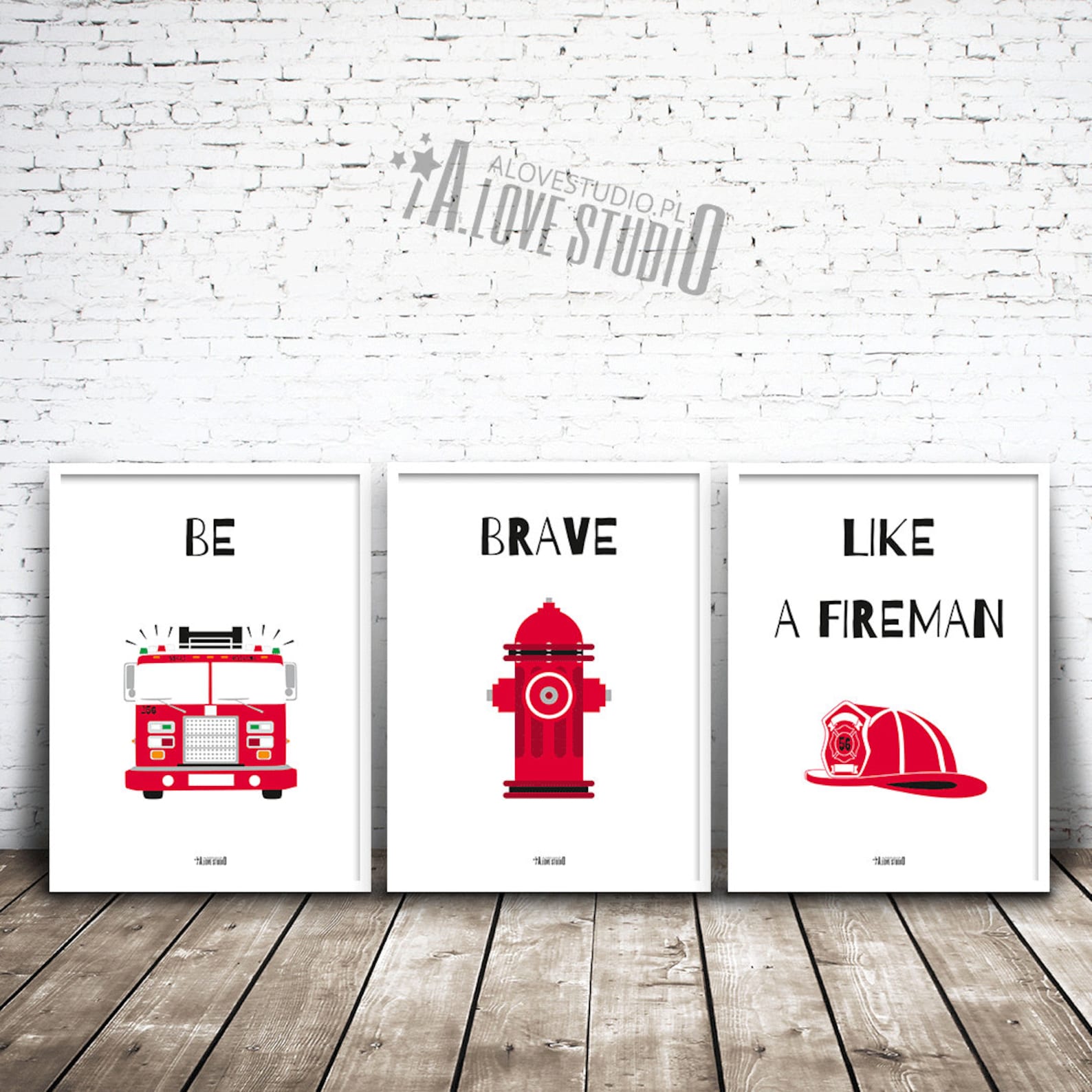 Fireman Poster, Firefighter Art, Fire Truck Poster, Boys Bedroom Wall ...