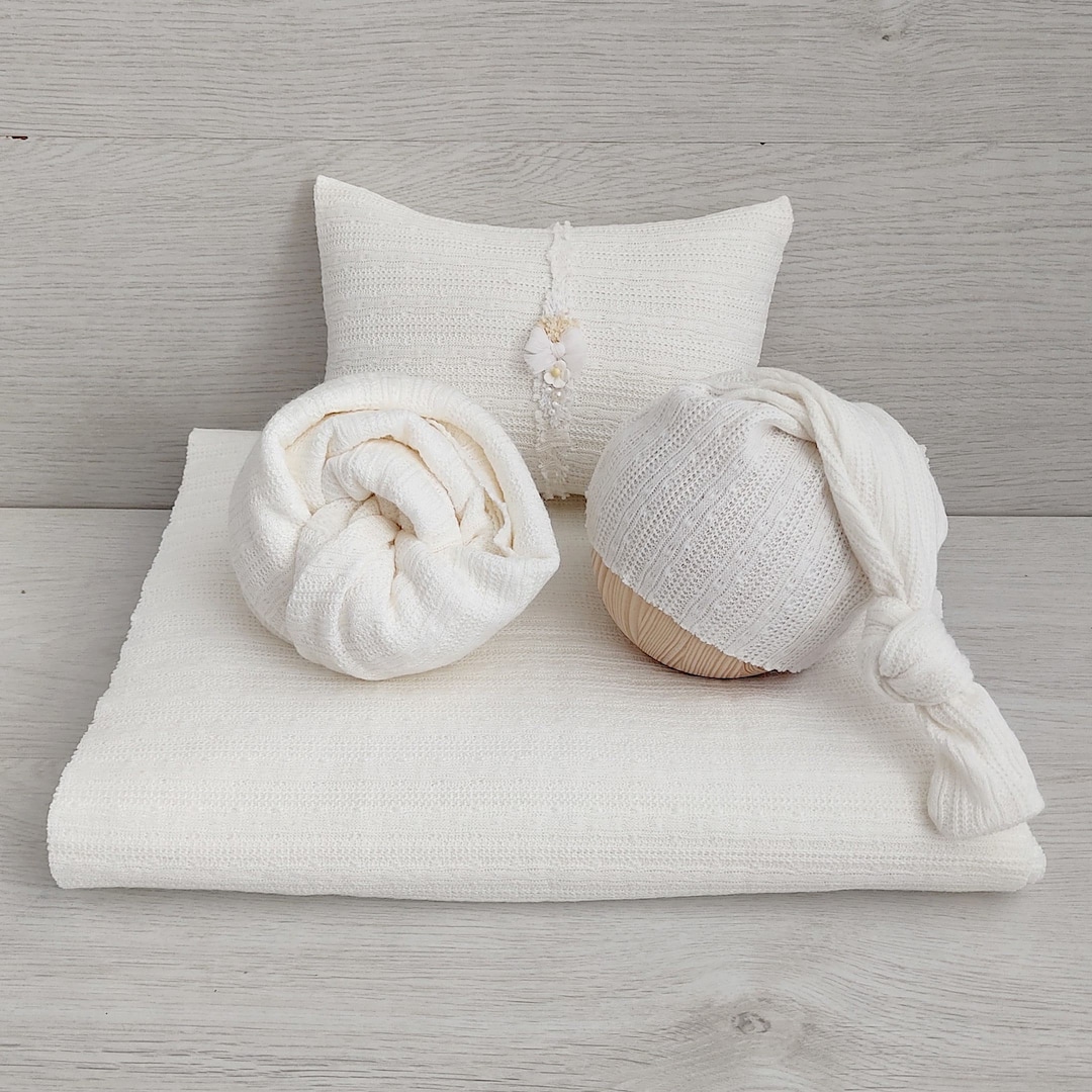 White Fabric Backdrop and Wrap Set for Newborn Photography, Baby Photo ...