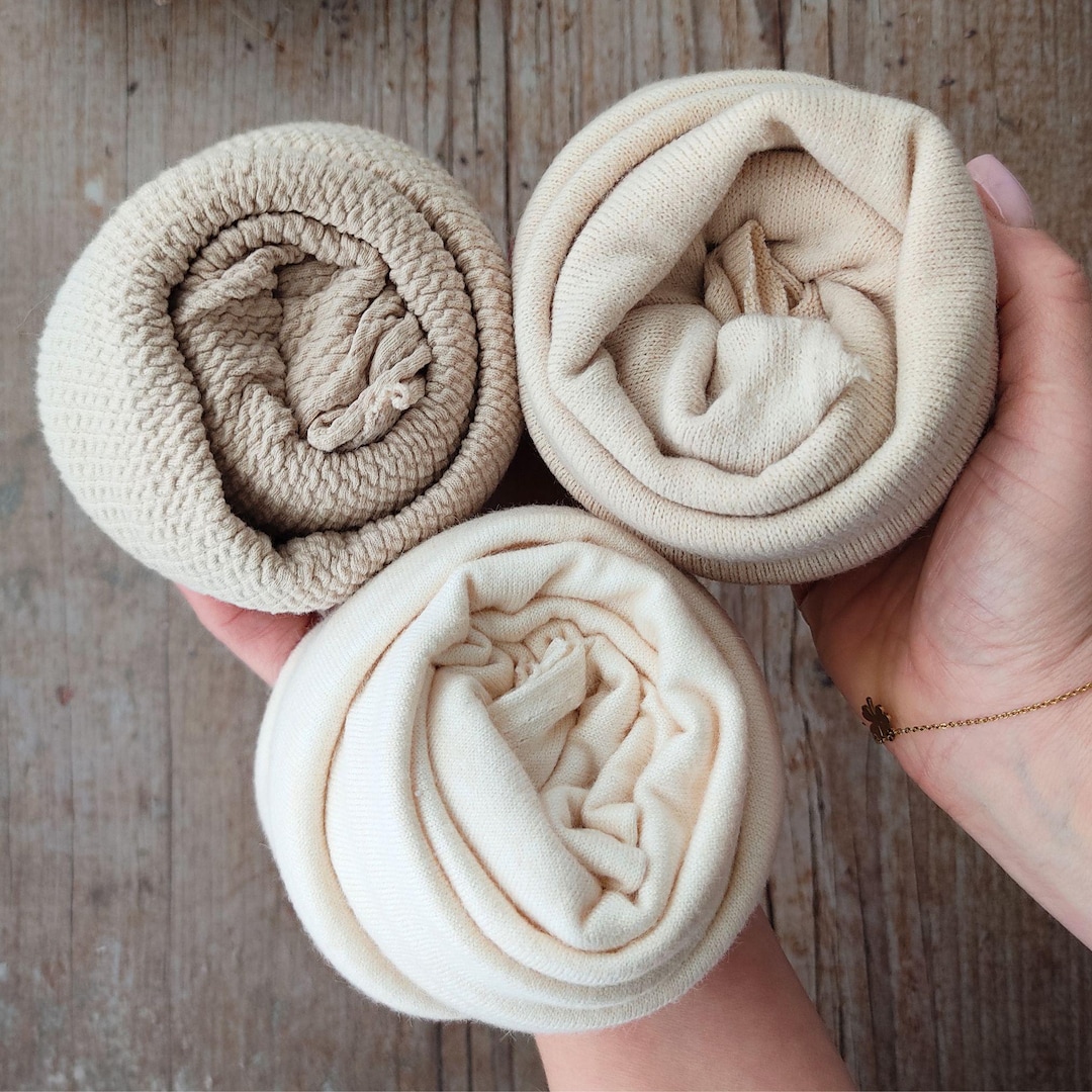 Set of 3 Essential Beige Wraps for Newborn Photography – Soft ...