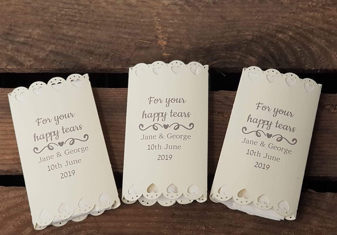 Personalized Wedding Tissues, Happy Tears Favors, Set of 25 - Etsy