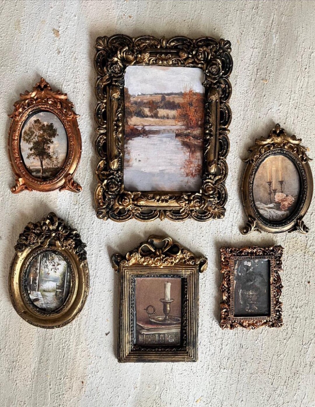 Vintage Gallery Wall Frame Set – 6 Antique Gold Frames for Home Decor ...