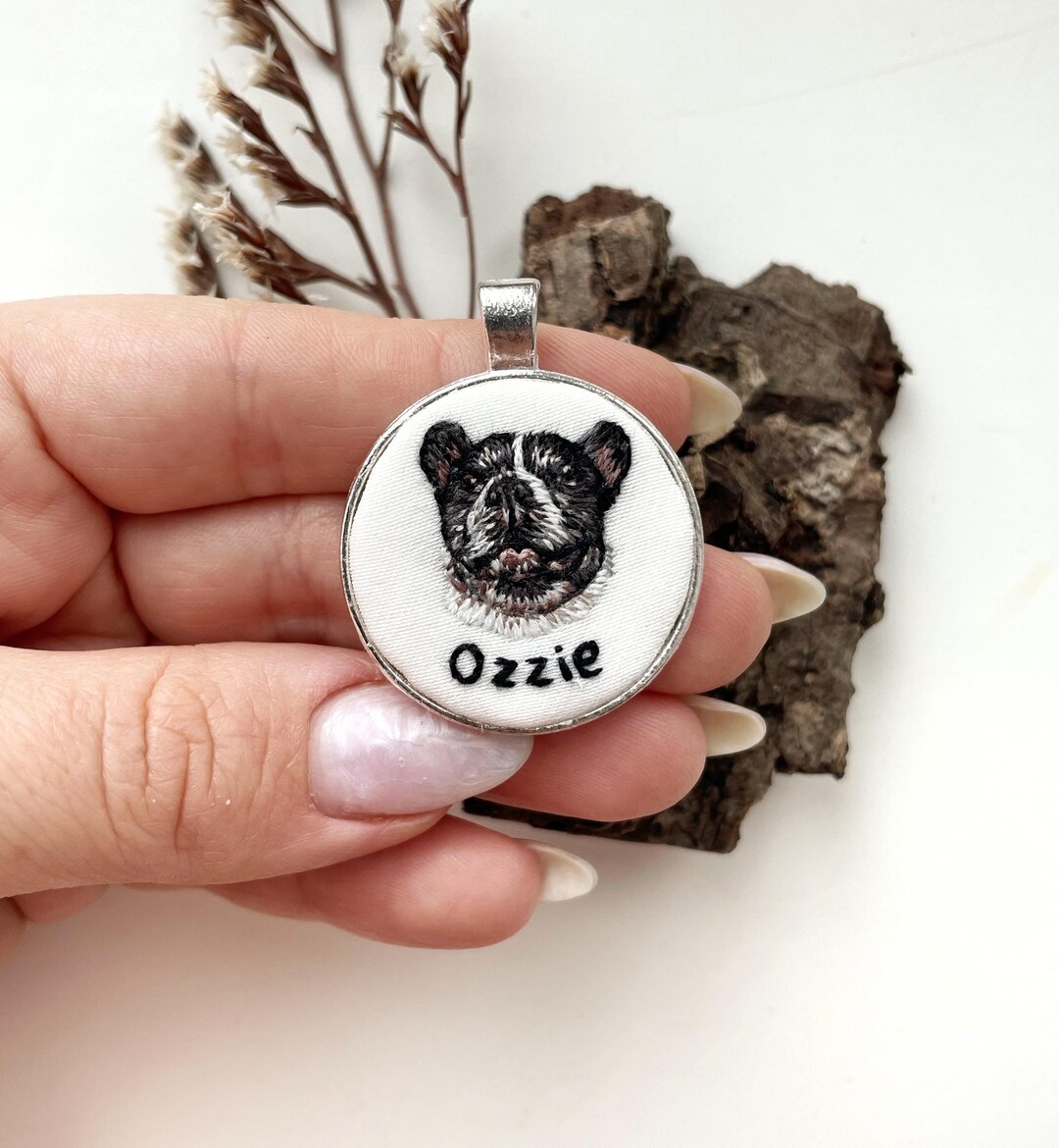 Custom Hand Embroidered Dog Portrait Personalized Jewelry Necklace ...