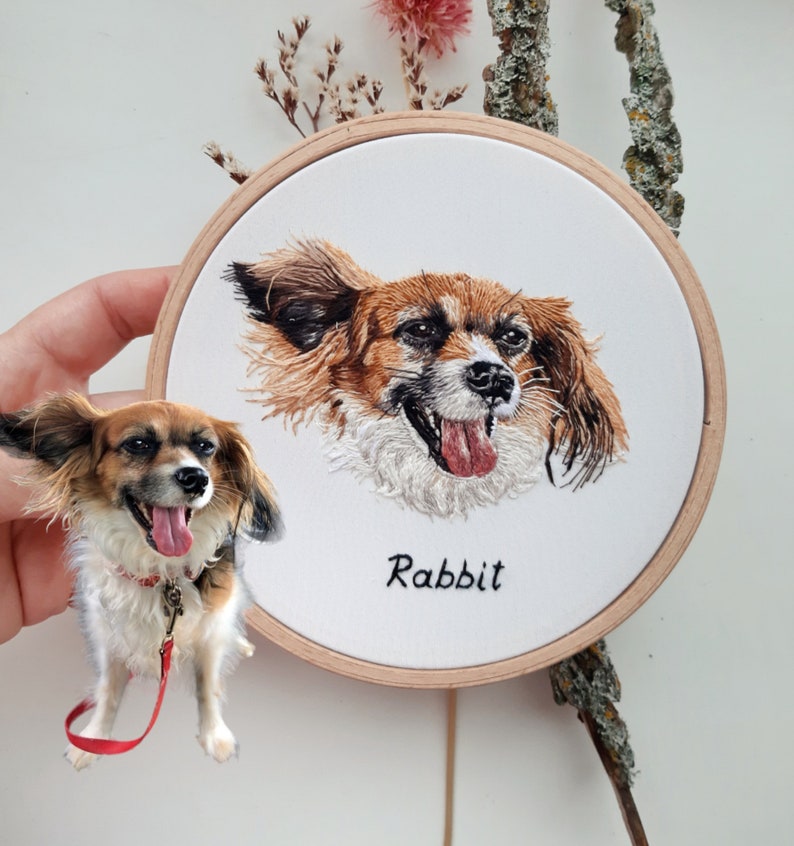 Custom Hand Embroidered Cat Portrait: Personalized Pet Art Memorial ...