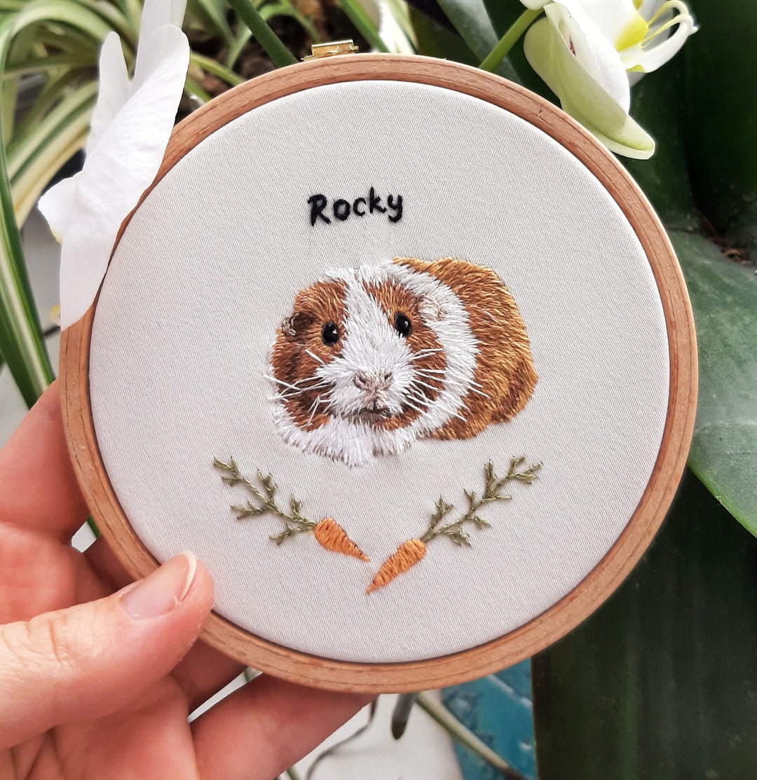 Custom Guinea Pig Embroidery Guinea Pig Portrait Custom Pet Portrait ...